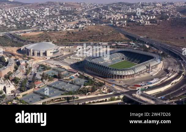 Teddy and Arena Stadium in Jerusalem Aerial viewMalha neighbourhood and ...