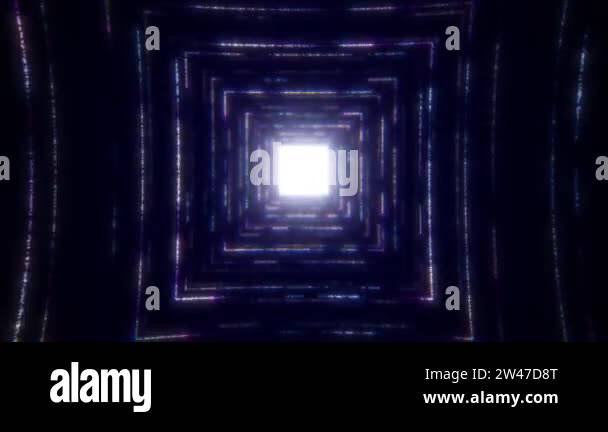 Flying a square tunnel made of neon particles. Seamless VJ loop for ...