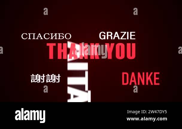 Video animation of thank you keyword cloud in different languages with ...
