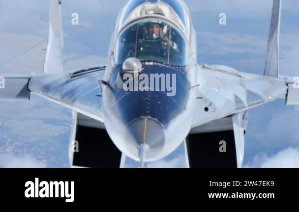 Close View of Combat Aircraft In Flight. Mikoyan Gurevich MiG-29 ...