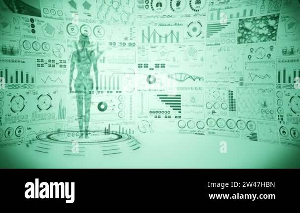 Woman virtual body. Human medical hologram animation. Graph, Diagram ...