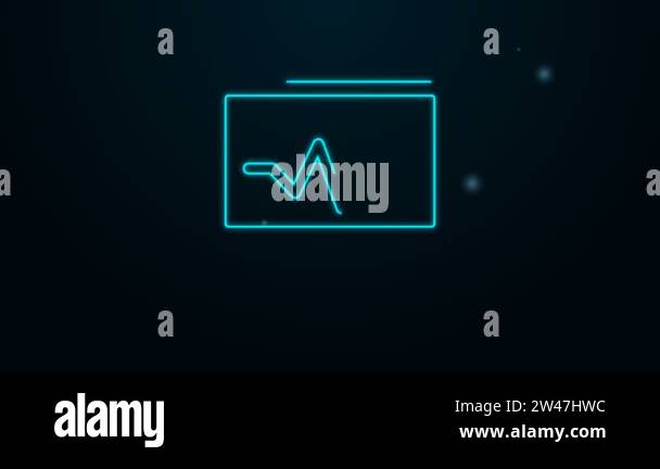 Glowing neon line Computer monitor with cardiogram icon isolated on ...