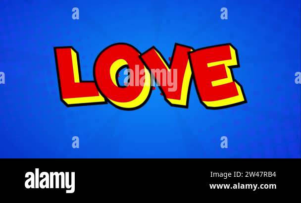 4k animated Love text on comic book background. Comic anime art for ...