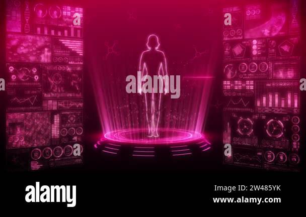 Woman virtual body. Human medical hologram animation. Graph, Diagram ...