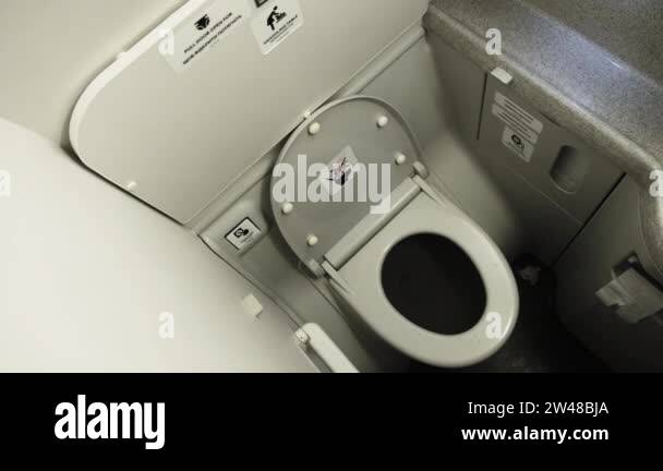 Public Toilet in the Airplane, Airplane Bathroom. Inside a Toilet ...