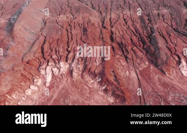 The texture of red clay in the quarry - clay landslide with cracks from ...