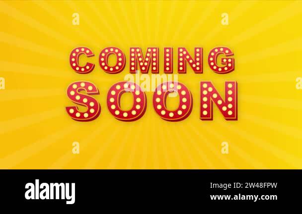 Retro light text Coming soon. Retro light bulb. Motion graphics Stock ...