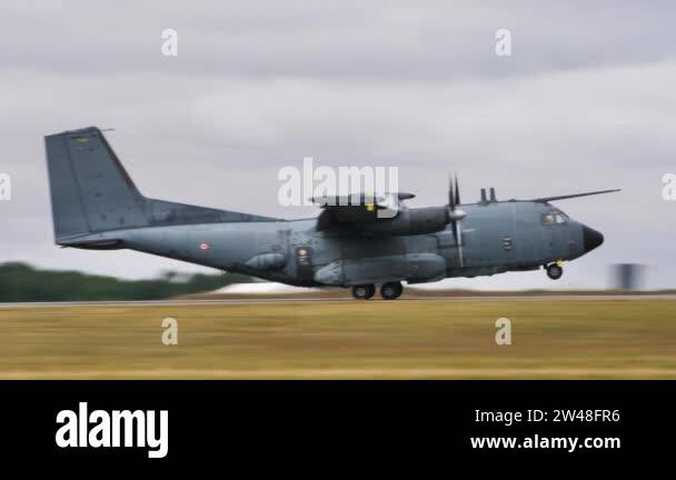 Landing of the Transall C-160G Gabriel, aircraft strolling on the rear wheels Stock Video ...