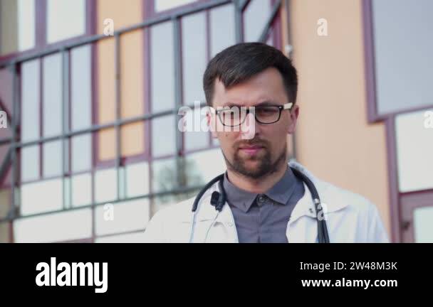 Topic is overtime work, heavy workload of medical workers. Young tired ...