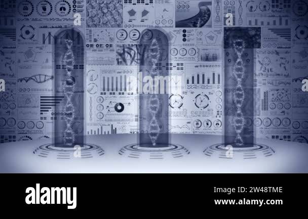 DNA helix molecule loop animation. DNA chromosome concept. Hologram ...