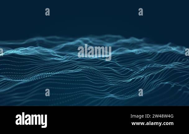 Technological wave of points. Digital background. Great data visualization.. 3D Seamless loop ...