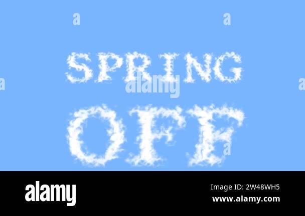 Spring Off cloud text effect sky isolated background. animated text ...