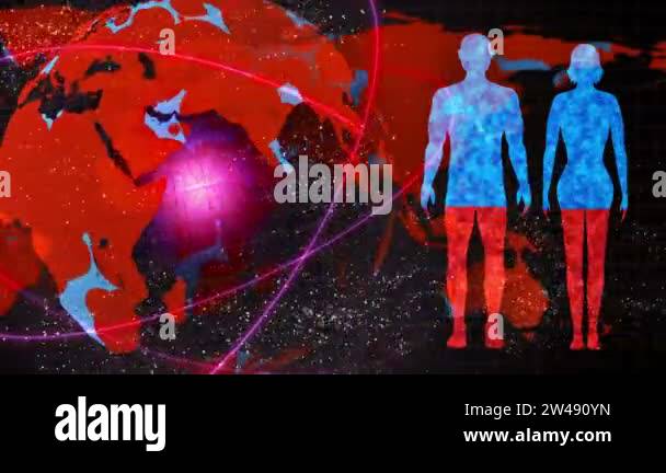 Human and Earth. Medical hologram loop animation. People virtual body ...