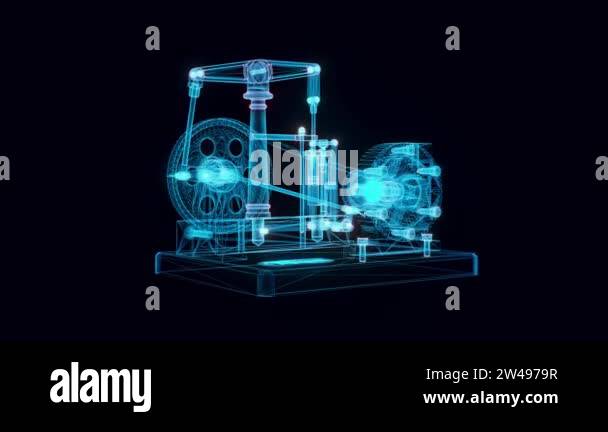 Steam Engine with Horizontal Beam and Centrifugal Pump hologram ...