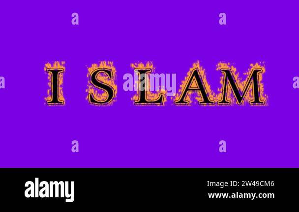 islam fire text effect violet background. animated text effect with ...