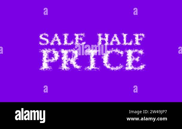 Sale Half Price cloud text effect violet isolated background. animated ...