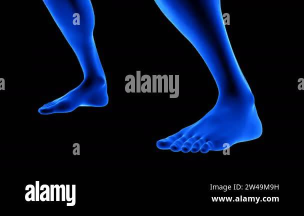 close-up on dancing feet - blue neon legs animation - black background ...