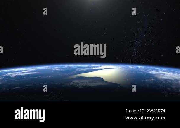 Earth. View of Earth from space. Stars twinkle. Flight over the Earth ...