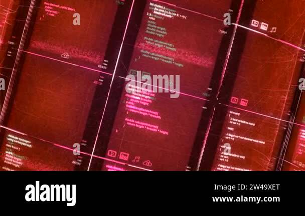 3d software base with codes. Animation. Projection of software with database in 3d cells ...