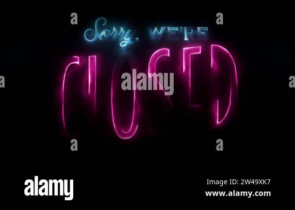 Neon Scifi Sorry We're Closed Sign Animation/ 4k animation of a neon hi ...