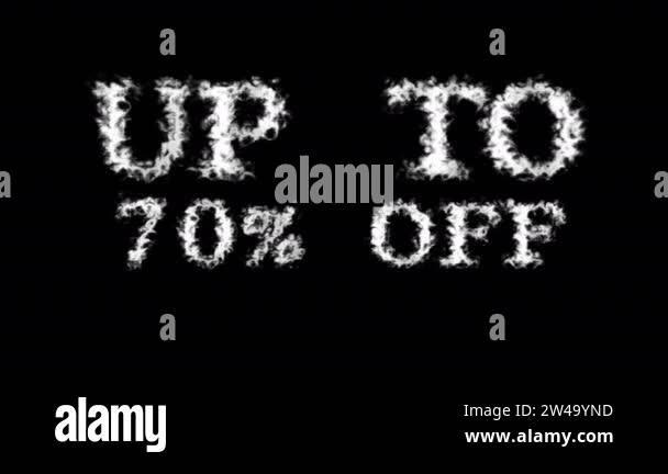 Up To 70% Off cloud text effect black isolated background. animated ...