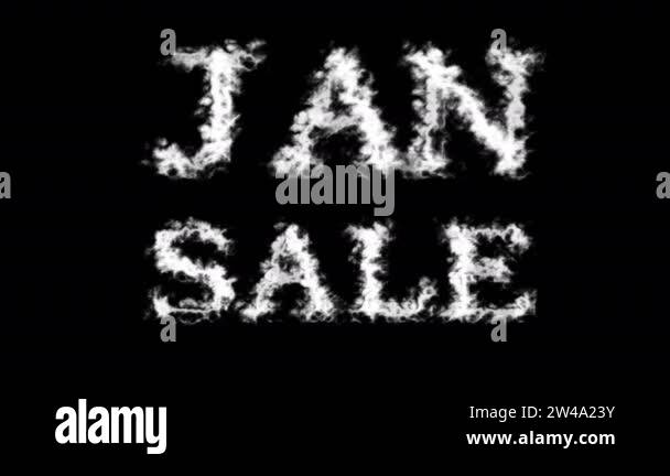 Jan Sale cloud text effect black isolated background. animated text ...