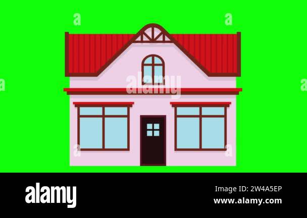 Animation of suburban house with green screen background Stock Video ...