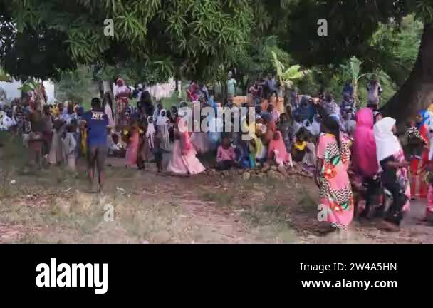 Crowd of Local People Celebrating African Wedding in a Local Village ...