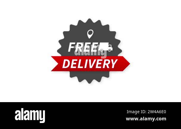 Free delivery service badge. Free delivery order with car on white ...