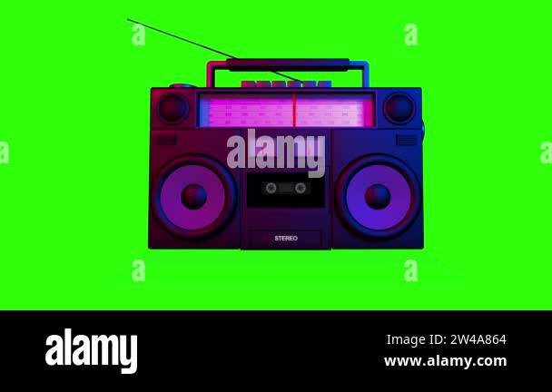 Realistic mock up of radio vibrating speaker and playing the cassette ...