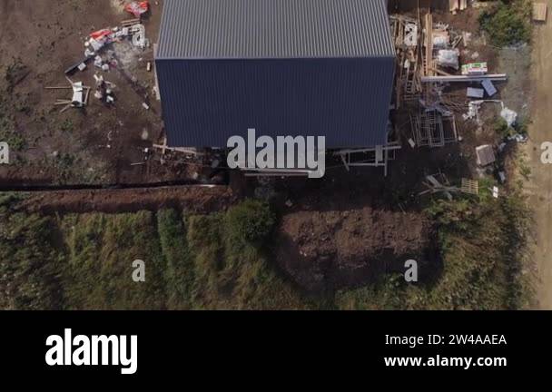 Top down aerial view of construction site. You can see how houses is ...