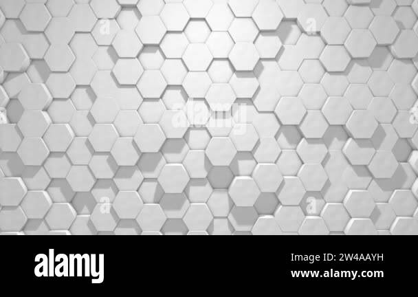 Abstract hexagons geometric background, white minimal texture, 3d looped Animation in 4k ...