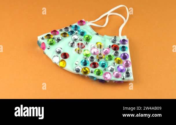 Rotation of medical fashionably luxury gemstone designed face mask for ...