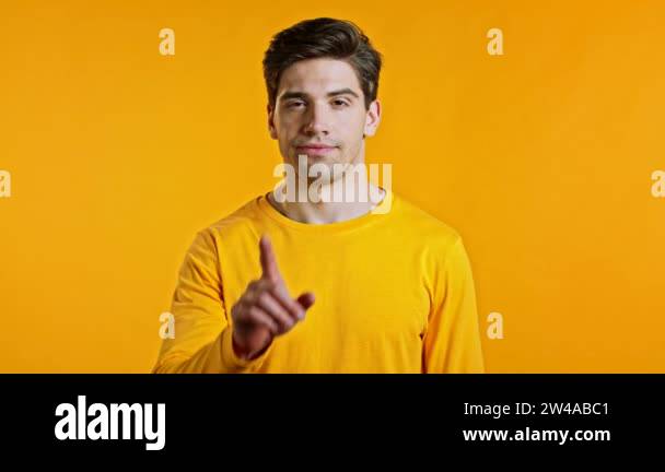 Man disapproving with no finger sign make negation gesture. Denying ...