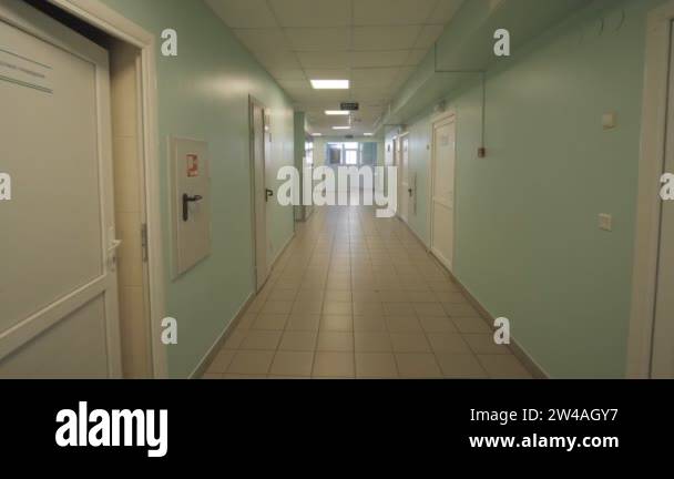 Empty hall Hospital , corridor with cabinets clinic, of a large ...