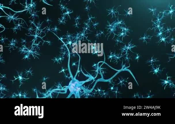 Animation neurons in the brain.Synapse and Neuron cells sending ...