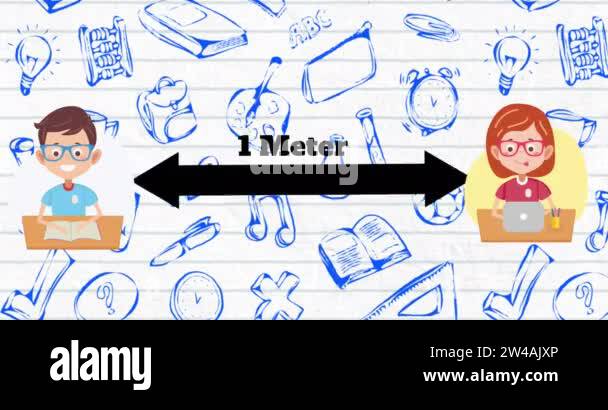 Animation of pictograms of social distancing with multiple floating ...