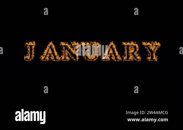 january fire text effect black background. animated text effect with ...