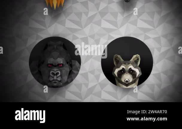 Collection of different animals. Zoo symbol. Low polygon icons. Lion ...