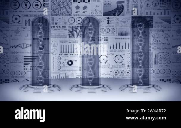 DNA helix molecule loop animation. DNA chromosome concept. Hologram ...