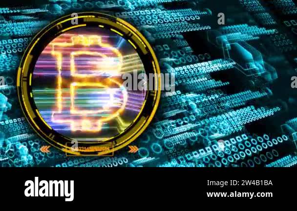 bitcoin algorithm quantum computer futuristic technology digital layer ...