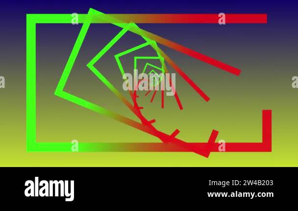 Vertical rectangular lines 4K animation in red and green gradient color ...