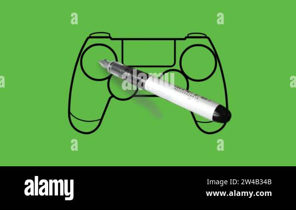 Drawing a video game remote in black, blue and grey colour combination ...