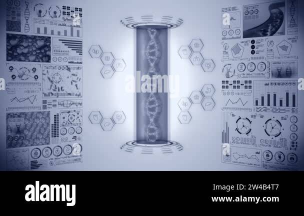 DNA helix molecule loop animation. DNA chromosome concept. Hologram ...