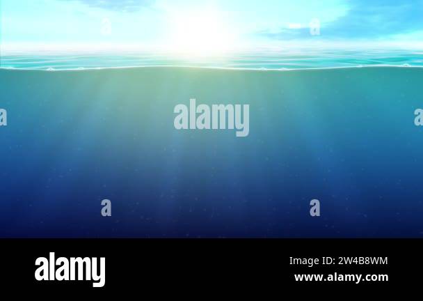 Underwater abstract blue ocean diving background, deep diving concept ...