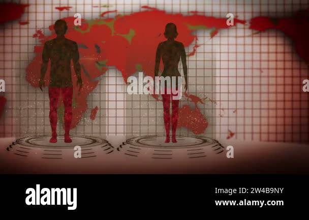 Human and Earth. Medical hologram loop animation. People virtual body ...