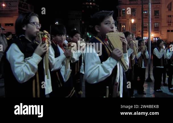 La Paz / Bolivia - 09 09 2019: Group of Teenagers Playing Andean ...