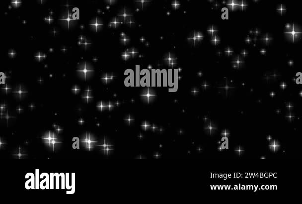 Stars shine effect on black screen background animation. Twinkle ...