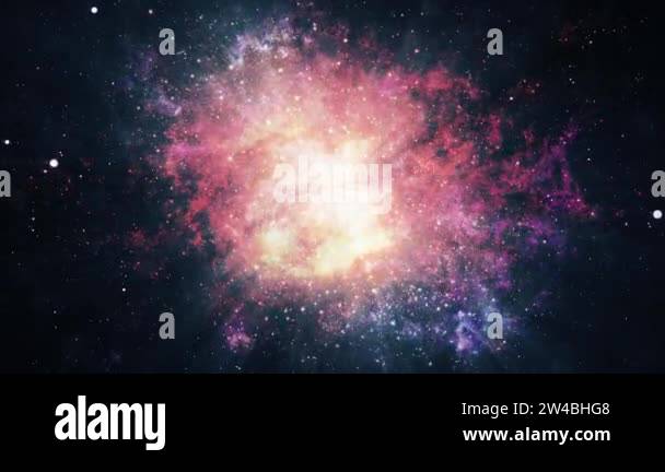 Space Travel through star fields in supernova bursts light. 4K 3D render loop heavenly stellar ...