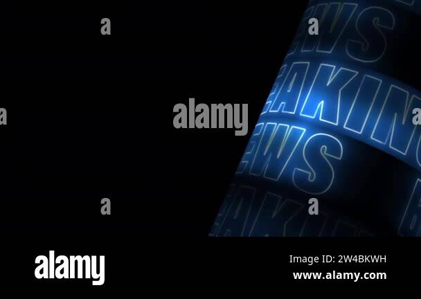 BREAKING NEWS blue neon text seamless looping animation on black ...